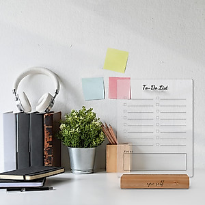 Epic Self Help – Acrylic To-Do List – Laser Cut Calendar for Organization & Focus – Clear Wipe Clean Dry-Erase Board – Desk Planner Stand – Minimalist Design for Office or Bedroom – Productivity Tool
