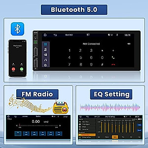 6.86 Inch Wireless Apple Carplay Car Stereo Single Din Touch Screen Car Radio with Bluetooth 5.0 Support Android Auto Mirror Link FM EQ SWC, Car Audio Receiver with USB/SWC/MIC/AUX-in