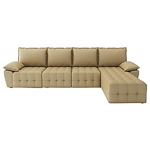 SILKIR Modular Convertible Sofa with Chaise Living Room Loveseat Couch Sectional, Polyurethane, 4seat L-Shape-1 Mustard Gold