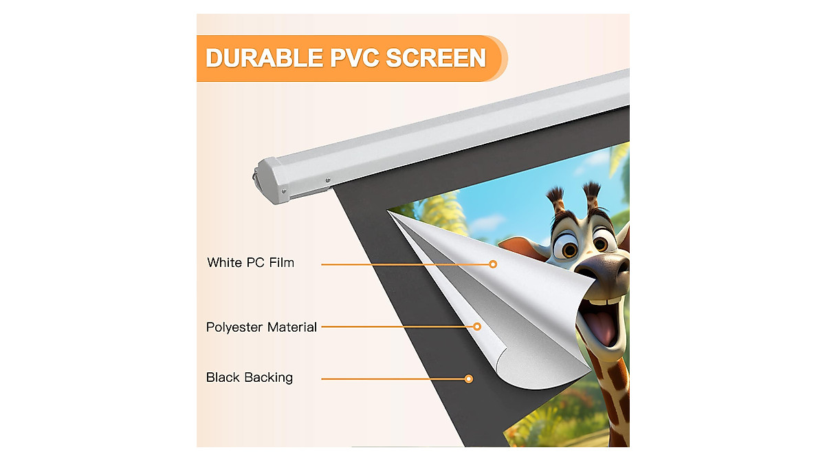 YODOLLA 100" Motorized Projector Screen 4K HD | Wall/Ceiling