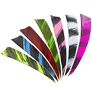 AMEYXGS 4 Inch Arrow Feather Fletching Turkey Feather Natural Arrow Vanes Shield Right Wings Vanes for DIY Arrows Accessories 50Pcs (White)