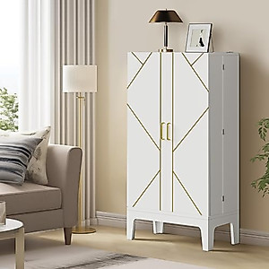 DWVO 43" Kitchen Pantry Storage Cabinet, Pantry Cabinet with Doors and Shelves, Buffet Cupboards Sideboard for Kitchen，Living Room and Dining Room, White