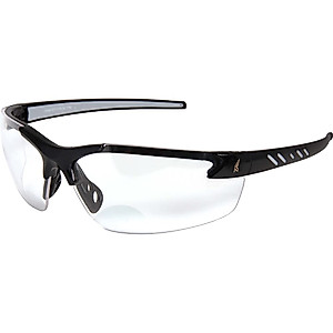 Edge DZ111-2.5-G2 Zorge G2 Wrap-Around Safety Glasses, 2.5 Magnification, Anti-Scratch, Non-Slip, UV 400, Military Grade, ANSI/ISEA & MCEPS, 5.04" Wide, Black Frame / Clear Lens