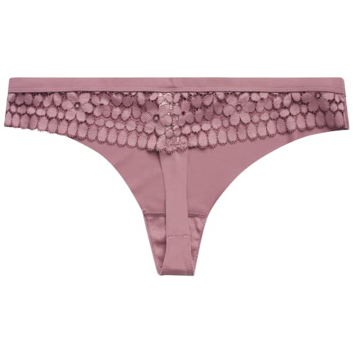 Jessica Simpson Women's Underwear - 3 Pack Microfiber Lace Thong Panties (S-XL), Size Small, Black/Grape Shake/Rose Smoke