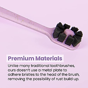 Lindo EcoCare Polishing Toothbrush - Charcoal Infused Bristles & Biodegradable Handle, for Sensitive Gums and Teeth, 12000+ Ultra Fine Charcoal Infused Bristles, Soft and Gentle, Pack of 4