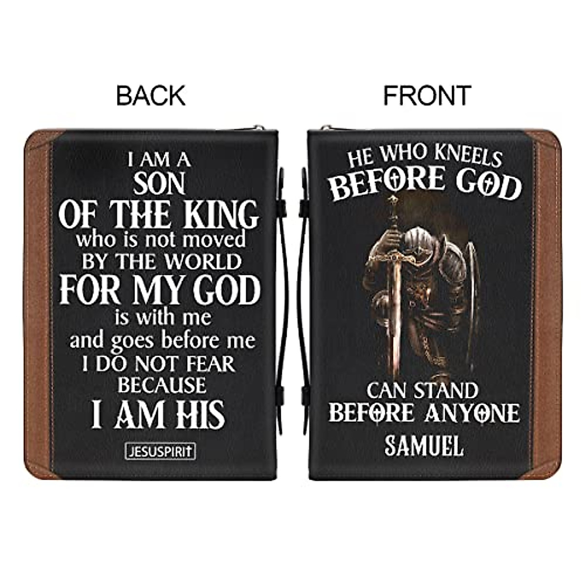 Jesuspirit Bible Case for Men - Christian Inspirational Scripture Gift, Father's Day Gifts - Personalized Leather Bible Cover for Men - Large, XLarge Size