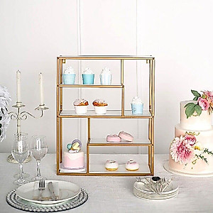 WHITE GOLD 22" Rectangular 4 Tier Metal Wood Geometric HANGING SHELF Party Home CNFVR123