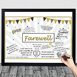 Farewell Party Decorations Goodbye Card Guest Book We Will Miss You Card Retired Party Supplies Going Away Gift for Coworker Men Women Adults(Black and Gold)