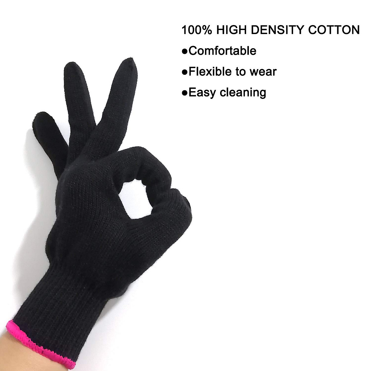 Lessmon Professional Heat Resistant Glove for Hair Styling Heat Blocking for Curling, Flat Iron and Curling Wand Suitable for Left and Right Hands, 1 Piece, Pink Edge