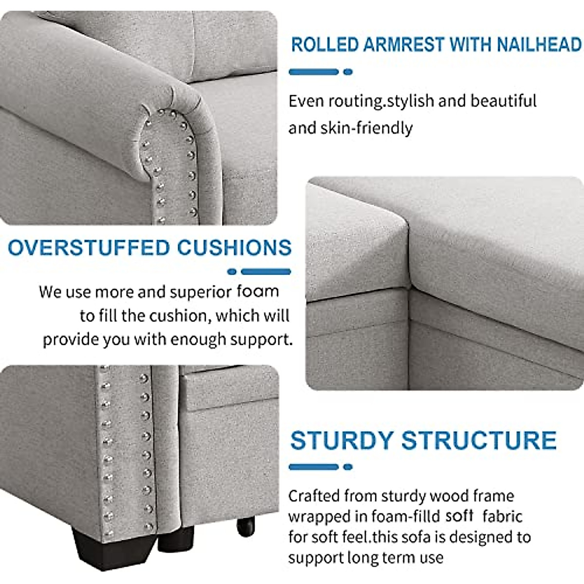 Small Sectional Sofa Bed Sleeper Couch Pull Out Couch Bed with Storage Chaise for Apartment,Living Room, Basement, Guest Room, Grey