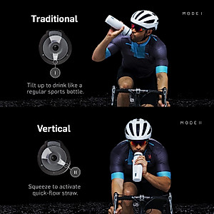 BlenderBottle Hydration Halex Insulated Squeeze Water Bottle with Straw, 24-Ounce, White