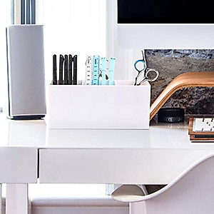 Tbestmax Makeup Brush Holder Organizer Cosmetic Brushes Container Storage 3 Slots - Great for Vanity (White)