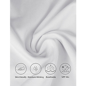 BALEAF Women's Long Sleeve Rash Guard with Face Cover UPF 50+ Swim Shirts Sun Hoddie Lightweight Quick Dry SPF Hiking Fishing Running Tops White Size XL