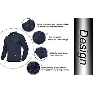 BIYLACLESEN Tactical Polo Shirt Men Pique Polo Shirts for Men Quick Dry Golf Solid Polo Active Shirt Warm Shirts for Men Tactical Military Shirt Navy