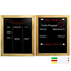 2 in 1 Reversible Monthly Baby Milestone Board & Pregnancy Baby Milestone Chalkboard | Baby Board | Baby Monthly Chalkboard Sign | Pregnancy Announcement | Baby Bump | Gift Mom Baby Shower | 12" x 16"