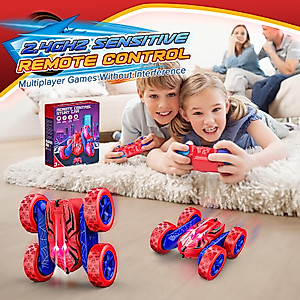Excitobo Remote Control Car,RC Cars for 4 5 6 7 8 9 10 11 12 Year Old Boy Double Sided 360°Flip 4WD Rechargeable Drift RC Race Car Boys Toys Birthday Gifts Easter Basket Stuffers for Kids Age 4-12