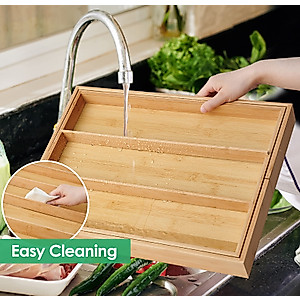 OMISSA Bamboo Expandable Drawer Organizer for Utensils Holder, Adjustable Cutlery Tray, Wood Drawer Dividers Organizer for Silverware, Flatware, Knives in Kitchen, Bedroom, Living Room