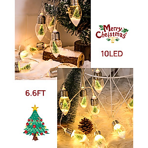 2Pcs Christmas Snow Globe String Lights Indoor Decorations 6.6 FT Battery Operated Powered String Lights for Christmas Tree Snow Scene in 20 Clear Bulbs Decor for Home Bedroom Fireplace Xmas Lights