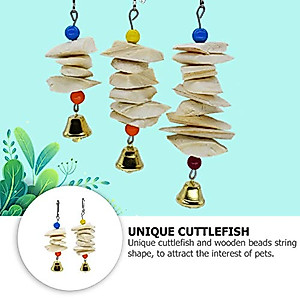 balacoo 2 Pcs Parrot Bird Chewing Toy Cuttlebone Beak Grinding Stone Parrot Bite Tearing Toy Bird Cage Toys with Bell for Budgies Hamster Chinchilla Rabbit Random Color