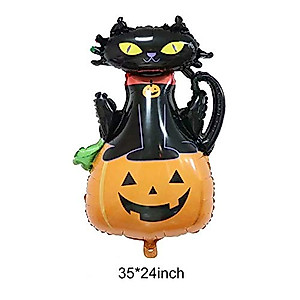 6 Pcs Large Halloween Foil Balloons Black Spider Cat Bat Pumpkin Skull Balloon Decoration Party Supplies