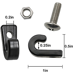 JJHXSM 16pcs 1" Nylon Buckle J-Hooks Black Lashing Hooks for Bungee Cord Yacht Kayak Accessories