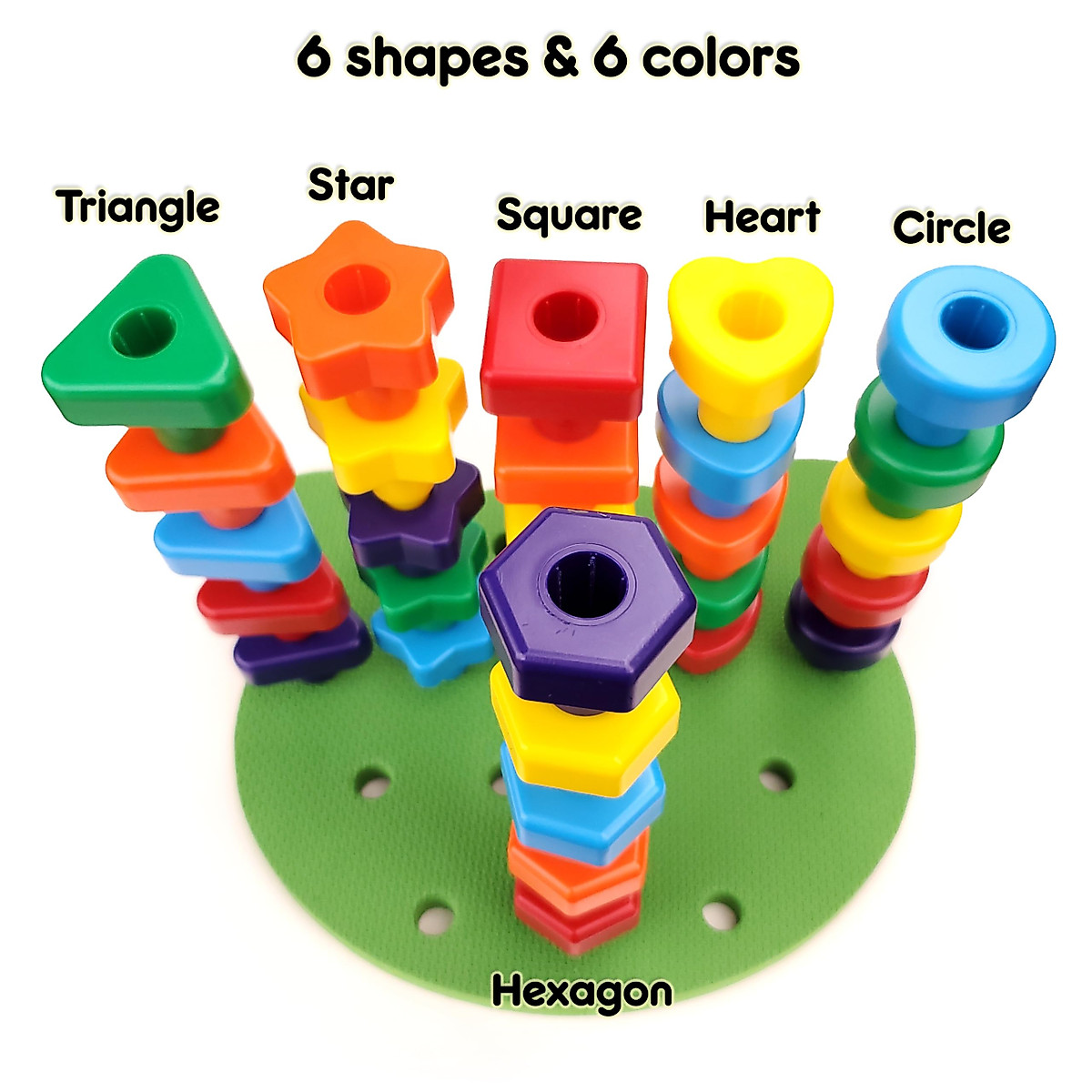 KIDS KORNER New & Improved Jumbo Shapes Pegboard Toddler Game Set - Educational Stacking Sensory Toys, Peg Math Manipulatives with Learning Activities eBook