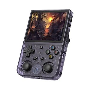 MOUJI RG353V Handheld Game Console 3.5 Inch IPS Screen 640 * 480 High Resolution CPU RK3566 Quad-Core OS Android 11, Linux 2G/64G+16G 3200mAh Battery(Purple transparent)