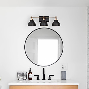 classy leaves Bathroom Light Fixtures, Farmhouse Bathroom Light Fixtures, 3-Light Bathroom Vanity Light with Black Metal Shade and Gold Socket for Bathroom, Hallway, 24.5’’ L x 7’’ W x 8’’ H