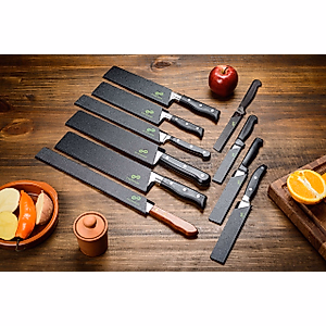 EVERPRIDE Chef’s Knife Roll Bag PLUS Knife Guard Set (10-Piece Set) Canvas and Leather Knife Bag Holds 10 Knives and Cooking Tools – Felt-Lined and BPA Free Knife Sheath Set – Knives Not Included