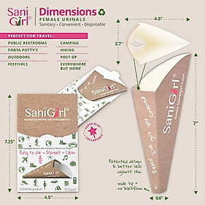 SaniGirl Womens Urination Device | Disposable Pee Funnel | Travel Urinal for Women | Girls Stand to Pee | Female Urination Device Disposable Pee Cups | Bundle 20 Funnels Travel Hiking Festival Camping