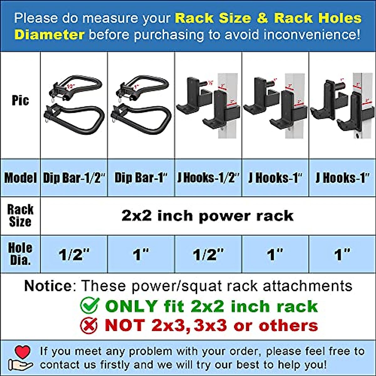 SELEWARE Solid Dip Bar Attachment for 2" x 2" with 1/2" Hole Power Cage Squat Rack, Set of 2 Dip Bar Multi-Grip Handles for Strength Training