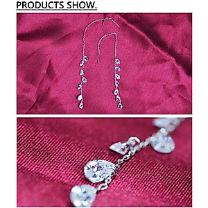 925 Sterling Silver Tassel Drop Earrings Long CZ Droplet Dangle Threader Earrings for Women