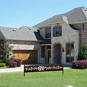 Joyiou Happy 60th Birthday Banner Decorations, Rose Gold Large 60th Birthday Sign, Sixty Birthday Party Decorations Supplies for Women, 60 Years Old Birthday Photo Booth Backdrop (9.8x1.6ft)