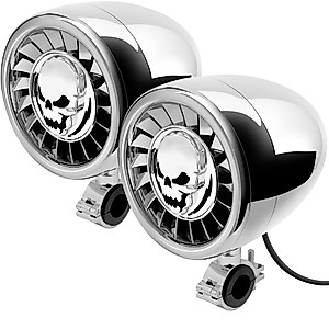 GoHawk AS5-X All-in-One 600W Built-in Amplifier 5 in. Full Range Waterproof Bluetooth ATV RZR UTV Stereo Speakers Audio Amp System AUX USB, 1.5 to 2" Rollcage Bar Polaris 4 Wheeler Can-Am