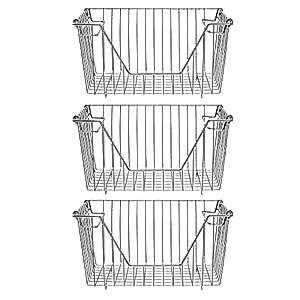 Homics Stackable Storage Wire Baskets, Freezer Baskets for Chest Freezer Open Front Pantry Organization and Storage Fruit Vegetable Baskets Potato and Onion Organizer Bins, 3 Packs