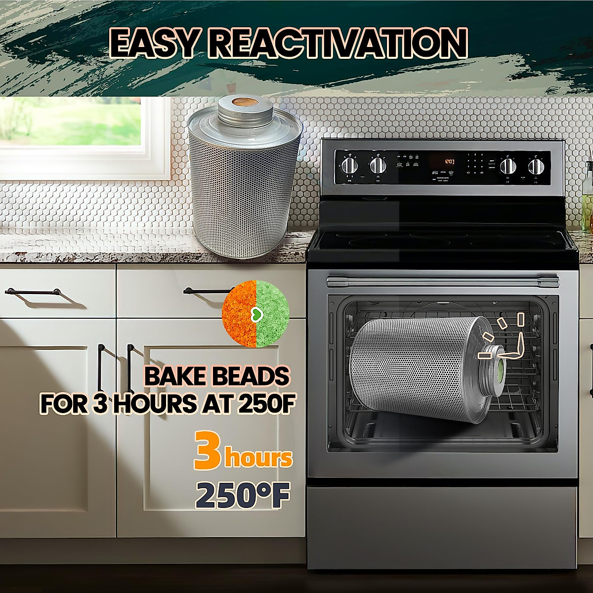 Wisesorb 750 Grams Gun Safe Dehumidifier, Reusable Canister Desiccant Dehumidifier, Rechargeable 1.65 Lbs Indicating Silica Gel Orange to Green, Pack of 1