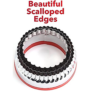 3Pcs Fluted Round Cookie Cutters 2" 2.6" 3", Heavy Duty Food-Grade Stainless Steel, Biscuit Cutter, Mini Cookie Cutters, Cookie Cutters for Baking, Unique Design with Protective Red Top PVC