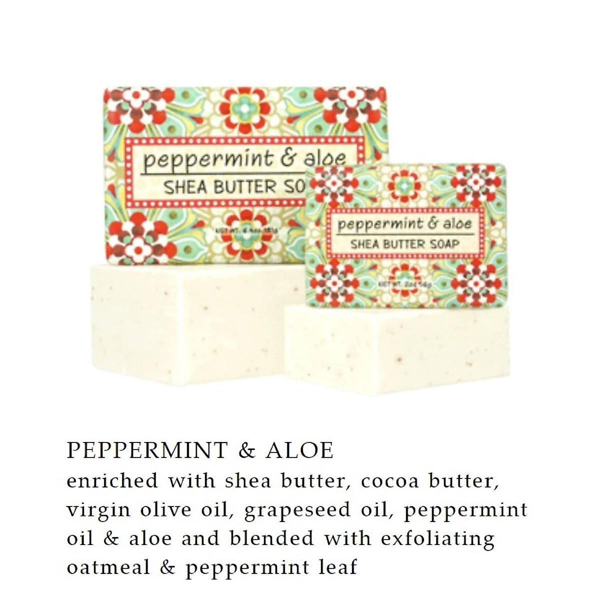 Greenwich Bay Trading Co., Peppermint and Aloe Shea Butter Soap, Set of 3 Bars, 6.4 Ounces Each