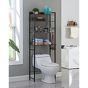 Kavonty Over The Toilet Storage Rack, 4-Tier Bathroom Space Saver with Adjustable Shelves,Freestanding Bathroom Organizer, Bathroom Organizer for Bathroom, Bathroom Toilet Rack,Rustic Brown