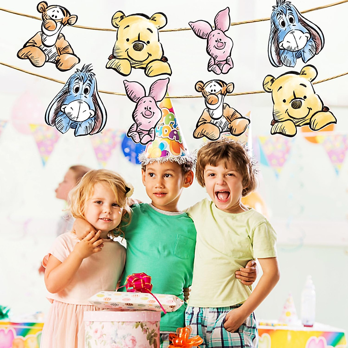Winnie Banner For Baby Shower Decorations Birthday Banner Party Decoration Party Supplies(8PCS)