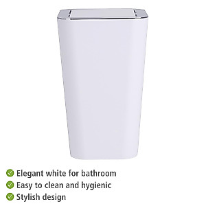 WENKO Small Trash Can with Swing Top Lid, Mini Waste Basket, Stylish Garbage Bin for Bathroom, Bedroom, Kitchen, 1.6 Gallon, 7.1 x 11.2 x 7.1 in, White