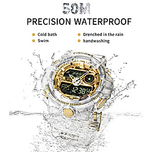 Watch for Men Watch Men Digital Sports Watch Large Digital Analog Dual Display Waterproof Watches with 3 Alarms Countdown Stopwatch Date Dual-Time LED Light Multifunctional Military Wrist Watches