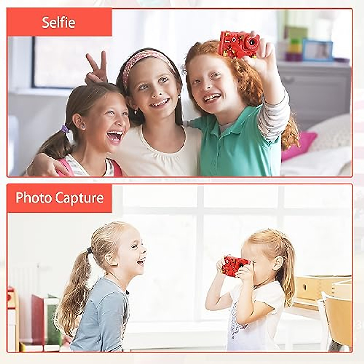 Kids Camera for Boys and Girls, Children Digital Video Toy Camera with Dinosaur Silicone Building Blocks, Selfie Camera for Kids, Christmas Birthday Festival Gifts for Age Above 6 with 32GB SD Card