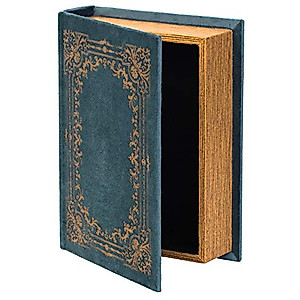 Decorative Vintage Book Shaped Trinket Storage Box - Blue