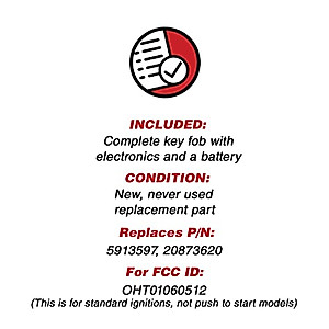 KeylessOption Flip Remote Key Fob 4btn Remote Start for GM (OHT01060512)