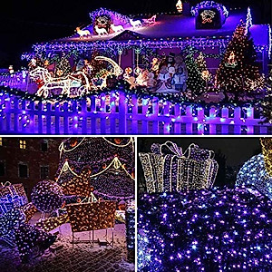 Jnaurb Solar String Lights Outdoor, 2 Pack 72ft 200 LED Solar Fairy Lights Outdoor, Waterproof 8 Modes Solar Powered Outdoor String Lights for Christmas, Garden, Yard, Party, Patio, Wedding(Purple)