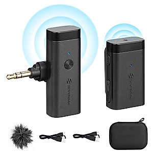 Sevenoak Camera Wireless Lavalier Microphone for iPhone, SKM-W1 Mini Wireless Lapel Microphone System for DSLR Camera/Smartphones, for Facebook Livestream, YouTube Video (3.5mm)