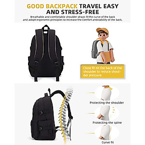 Lightweight Backpack for Women, Large Laptop Travel Backpack Casual Daypack College Bag Rucksack for Men. Black