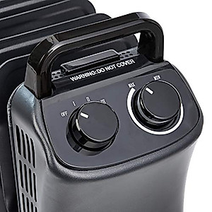 Amazon Basics Portable Radiator Heater with 7 Wavy Fins, Manual Control, Black, 1500W