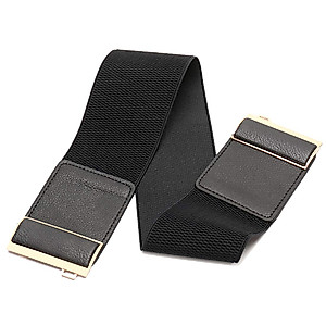 Beltox Womens 3" Wide Belt Elastic Stretch Cinch Waistband Lady Cummerband(26-43", Black Belt)